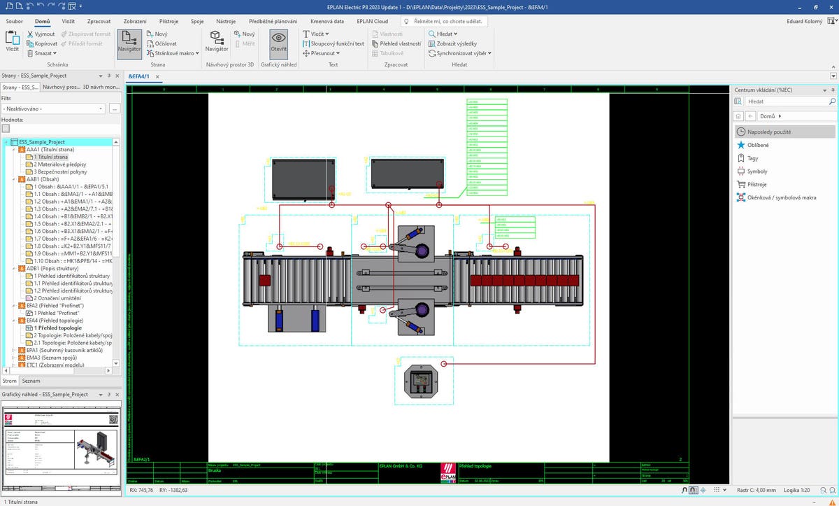 Konfigurace tras pro pokládku kabelů pomocí modulu Eplan FieldSys